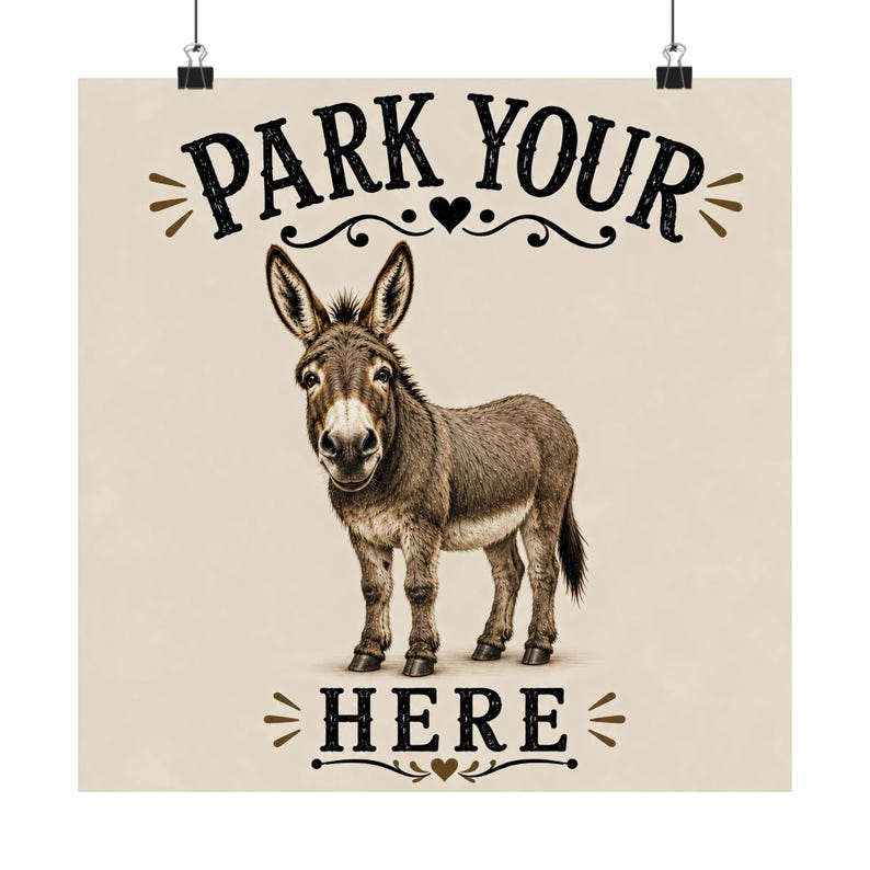 Funny Donkey Bathroom Wall Art, Park Your Here Rustic Farmhouse Decor ...