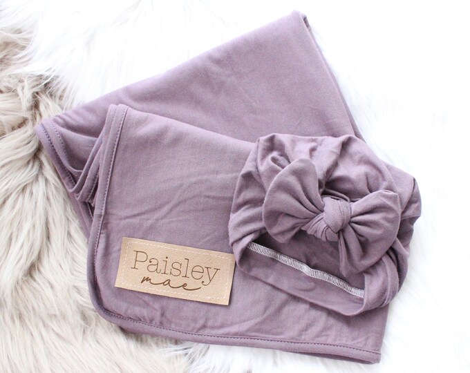 Baby Girl Name Swaddle Blanket Set Dusty Purple Swaddle - Etsy