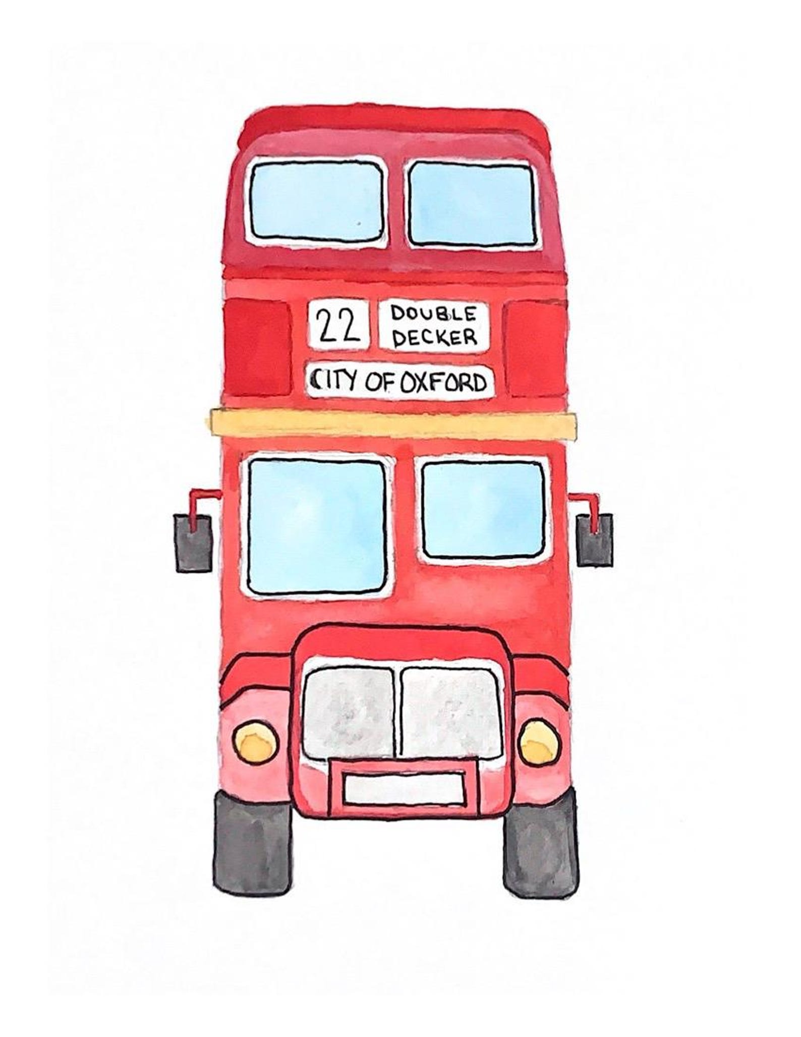 Double Decker Bus - Ole Miss Watercolor Prints - Etsy