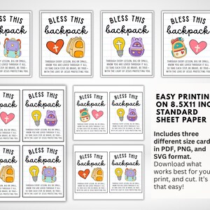 Backpack Blessing Cards: Printable Christian Prayer Tags for Back to ...
