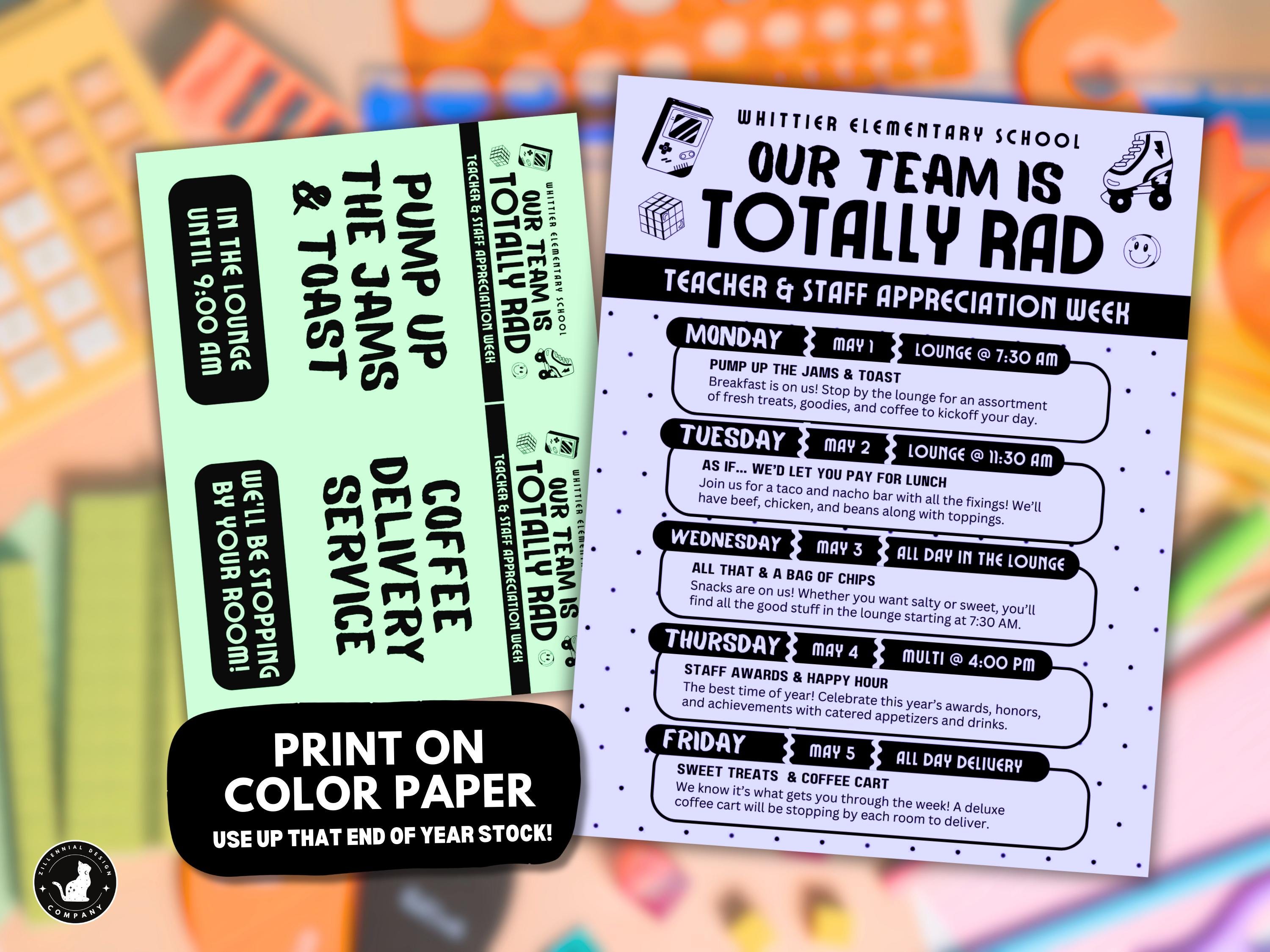 90s Theme Teacher Appreciation Week Flyer: Editable Canva Template ...