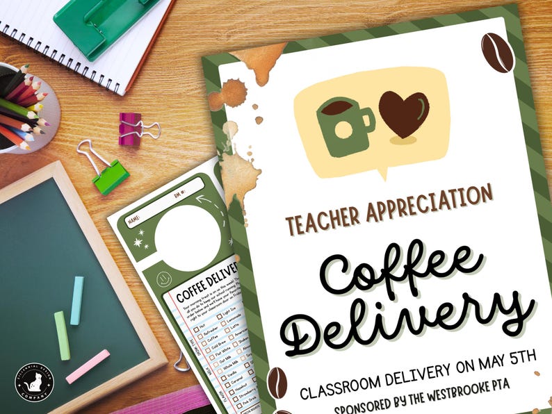 Teacher Appreciation Activities Coffee Delivery Service | Door Hanger ...