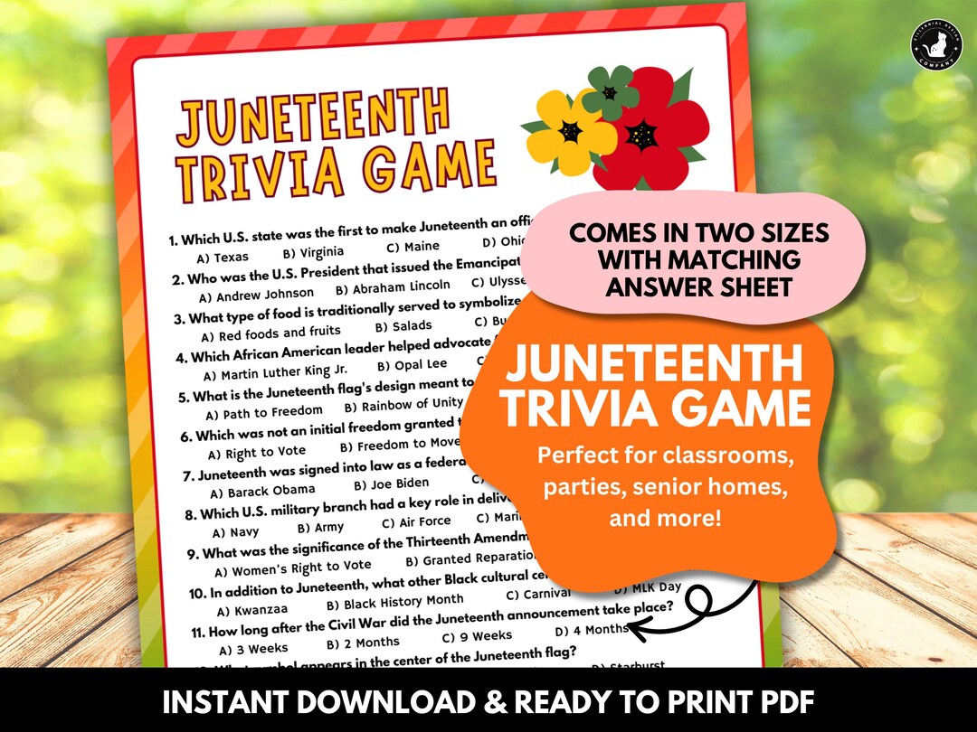 Printable Juneteenth Trivia Games | Black History Juneteenth Activity ...
