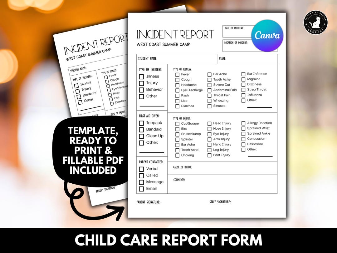 Summer Camp Childcare Form Printable Preschool Daycare Form Editable ...