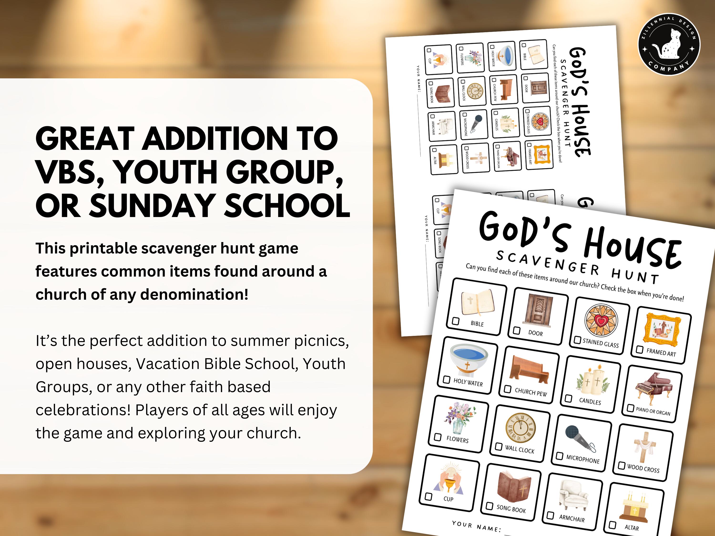 Church Scavenger Hunt Printable | Christian Icebreaker Games Scavenger Hunt Kids, Teens, VBS ...