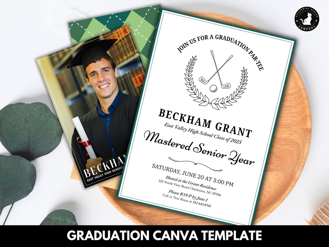 Golf Graduation Party Announcement Invitation 2025 Editable Canva ...