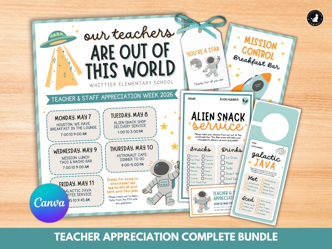 Space Alien Teacher Appreciation Week Flyer Out of This World: Gift ...