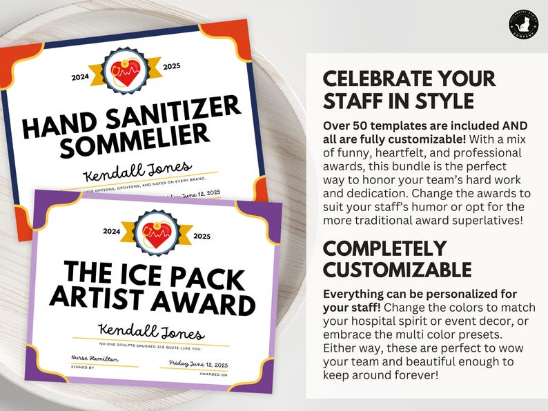 Funny Nurses Week Awards Canva Template: 50+ Customizable Certificates ...