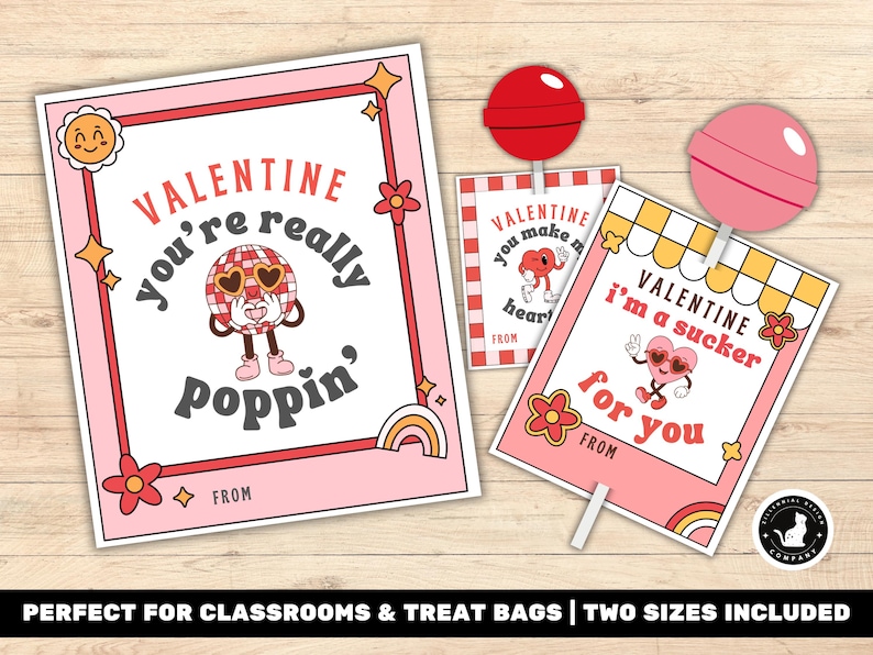 Retro Valentine Lollipop Cards: 'sucker for You' Printable (digital ...