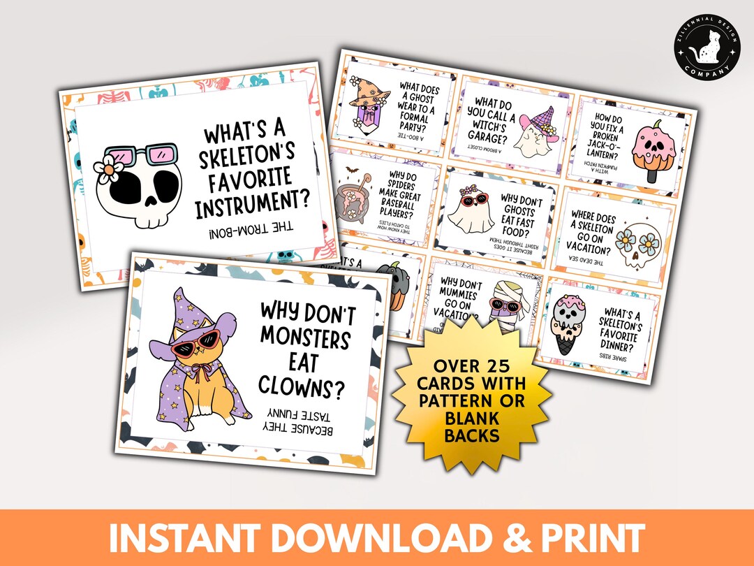 Halloween Lunch Box Notes: 25+ Printable Joke Cards for Kids, Students ...