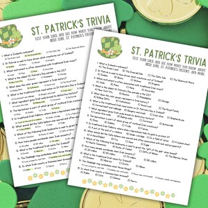 St Patricks Day Trivia Game Printable | Easy Activity St. Paddy Party ...