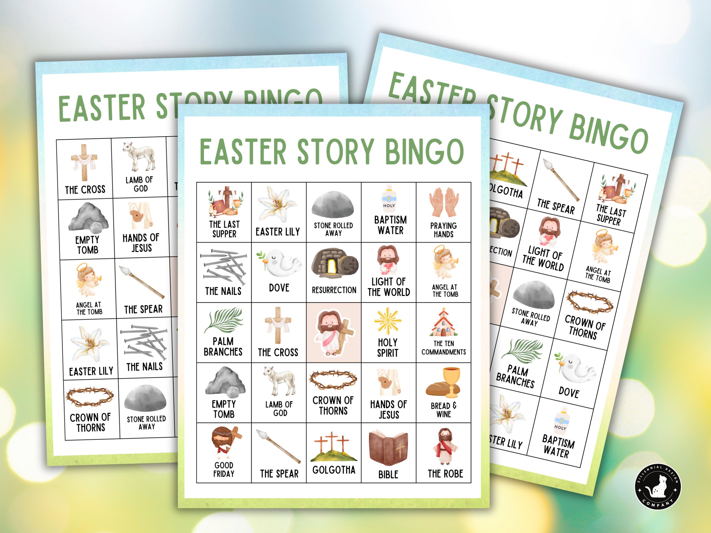 Easter Story Bingo: Religious Resurrection Game Palm Sunday Activity ...