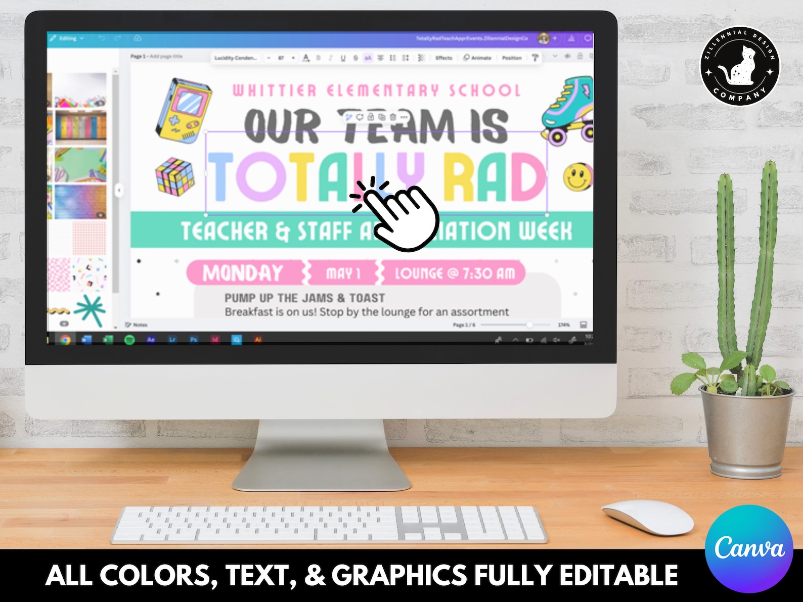 90s Theme Teacher Appreciation Week Flyer: Editable Canva Template ...