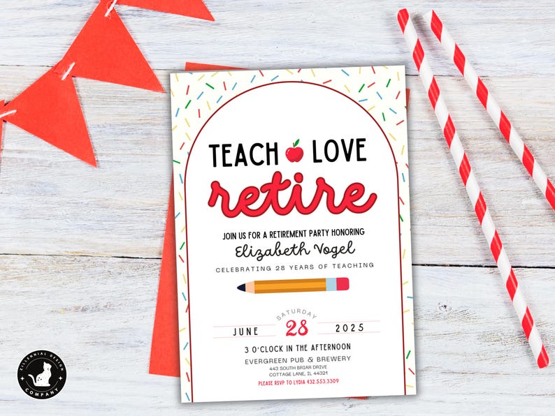 Teacher Retirement Invitation Canva Template | Teacher Retirement Party ...