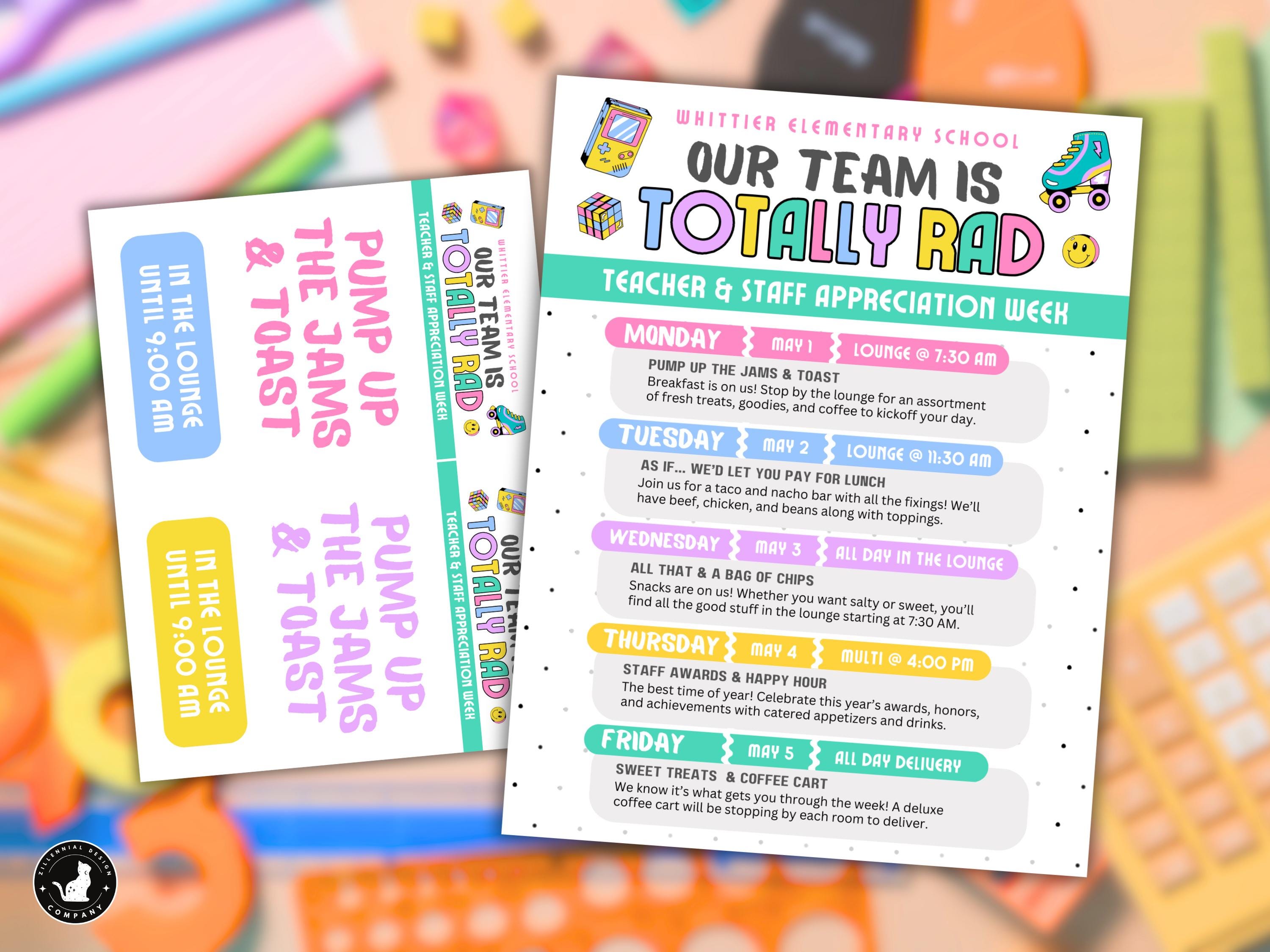 90s Theme Teacher Appreciation Week Flyer: Editable Canva Template ...