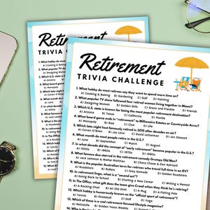 Retirement Trivia Game With Answers: Fun Party Questions (PDF Download ...