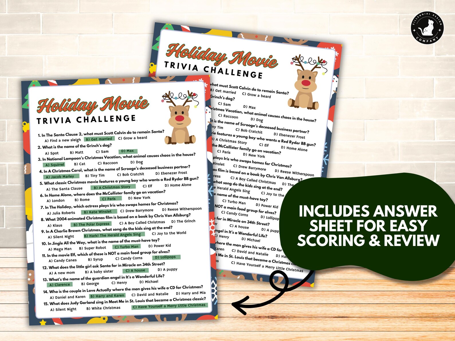 Christmas Movie Trivia Game With Answers: Holiday Party Printable ...