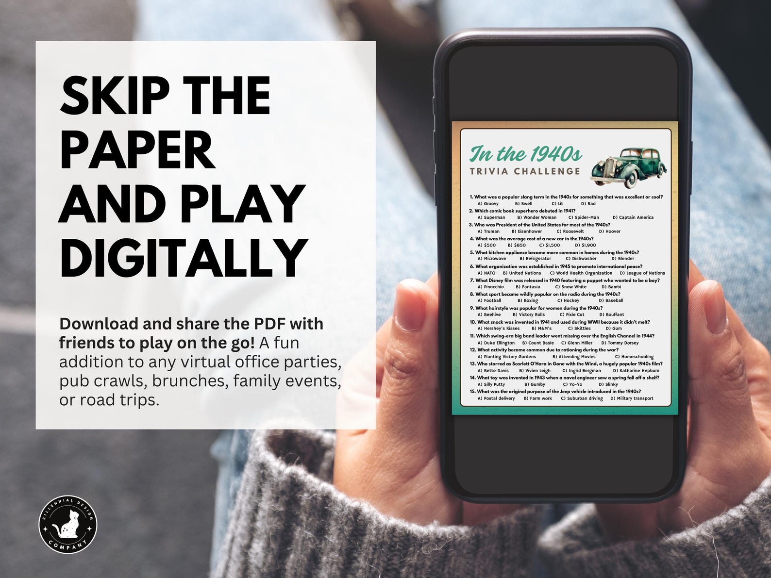 Printable 1940s Trivia Questions Game | Decades Trivia 1945 WWII Fun AP ...