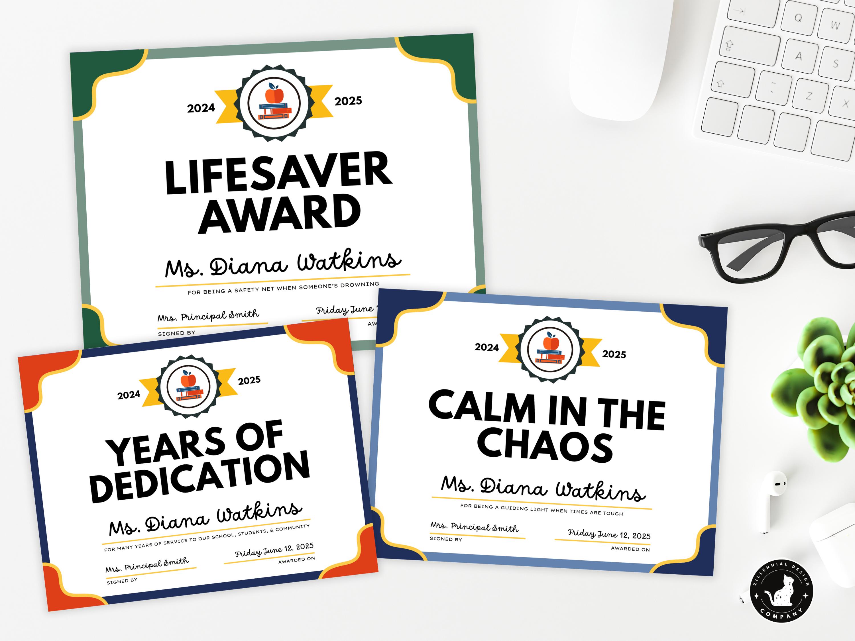 School Staff Awards Printable Canva Template | Fully Customizable Funny ...