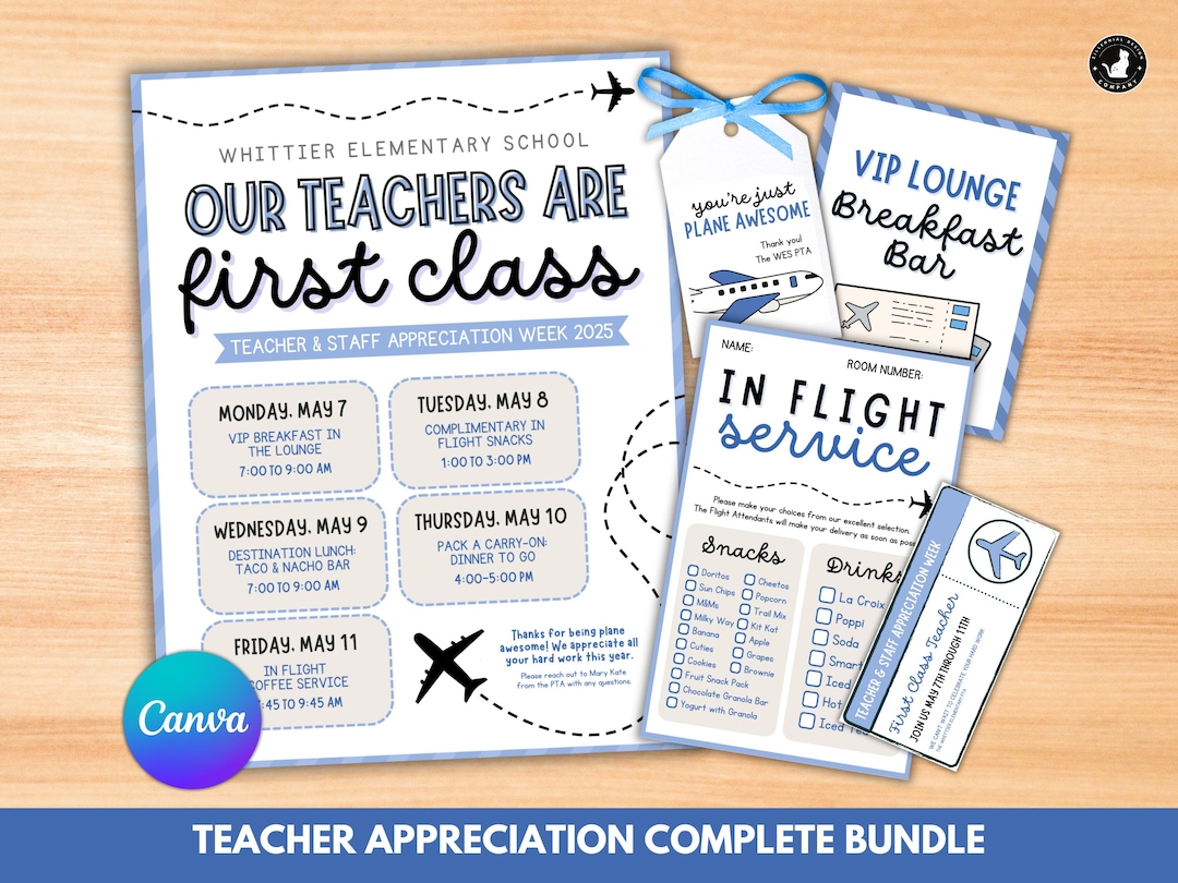 Travel Theme Teacher Appreciation Week: Signs, Door Hangers, Gift Tags ...