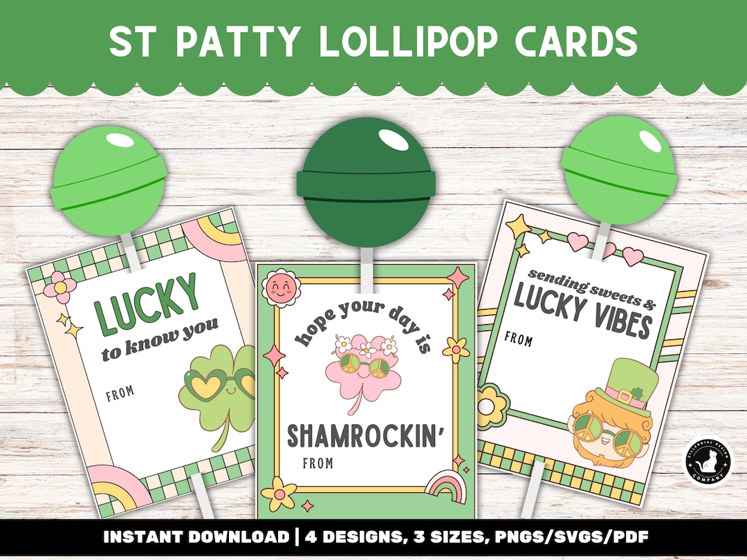 Retro St. Patricks Day Printable Lollipop Sucker Tag Treat Bag Top I'm ...