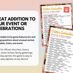 Weird Animal Facts Trivia Game With Answers: Printable Quiz Parties ...