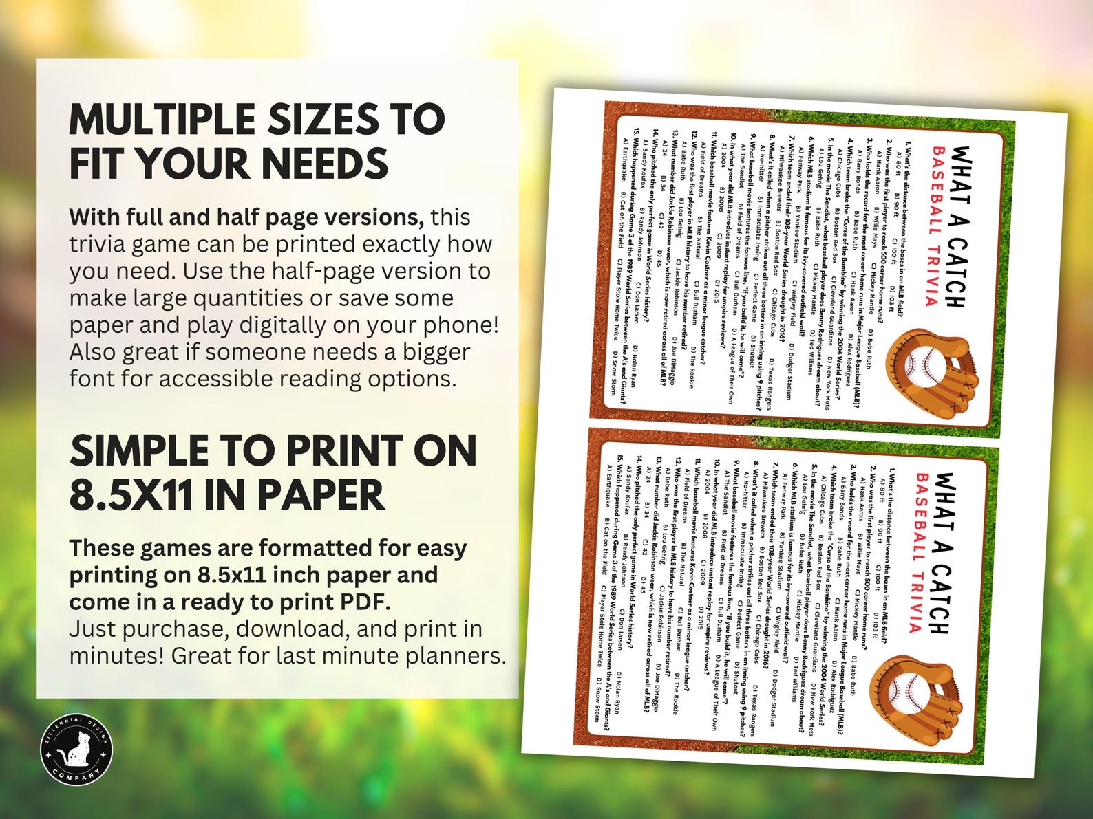 Printable Baseball Trivia Games Questions | Spring Trivia Opening Day ...