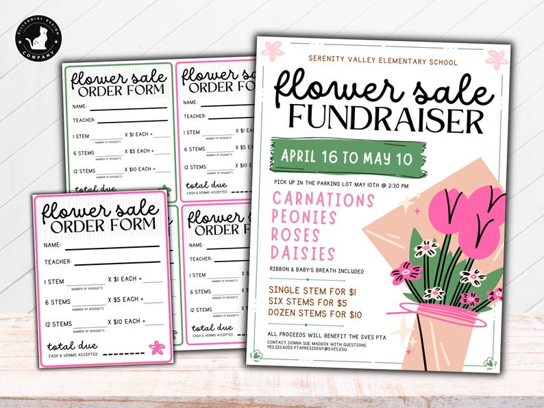 Mother's Day Flower Sale Flyer & Order Forms | Editable Canva Template ...