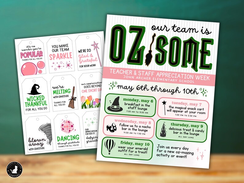 Wizard of Oz Teacher Appreciation Flyer & Gift Tags (canva Template) - Etsy