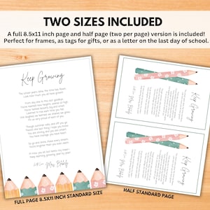 End of Year Poem Teacher Gift Canva Template | Printable End of School ...