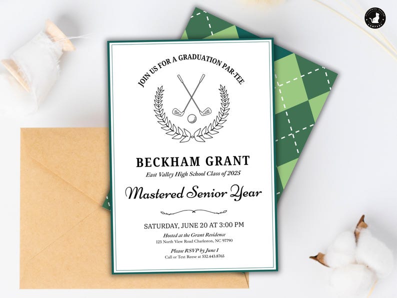Golf Graduation Party Invitation Grad Announcement: Class of 2026 High ...