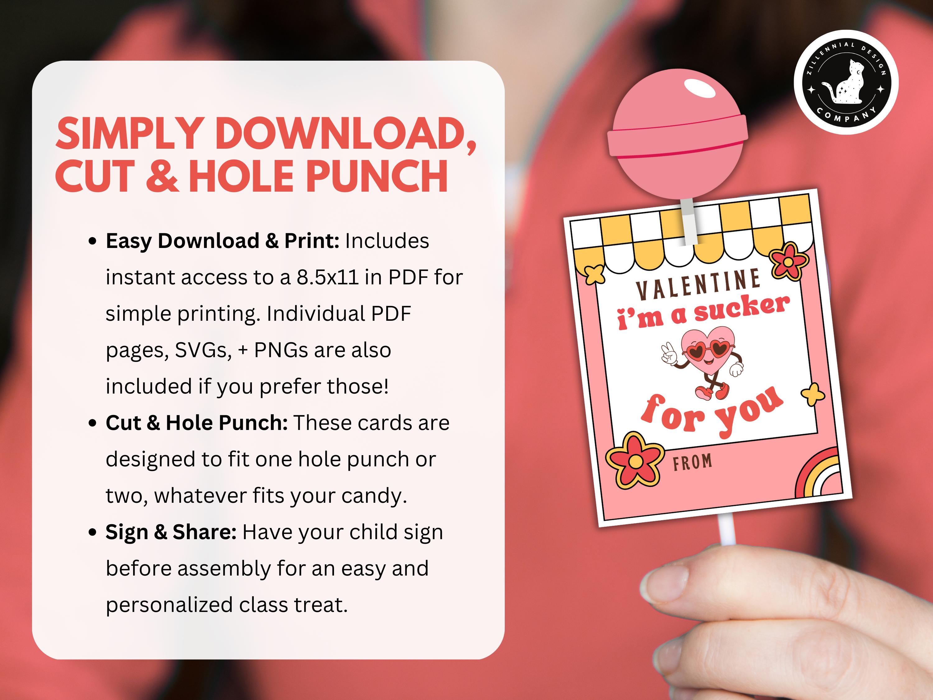 Retro Valentine Lollipop Cards: 'sucker for You' Printable (digital ...