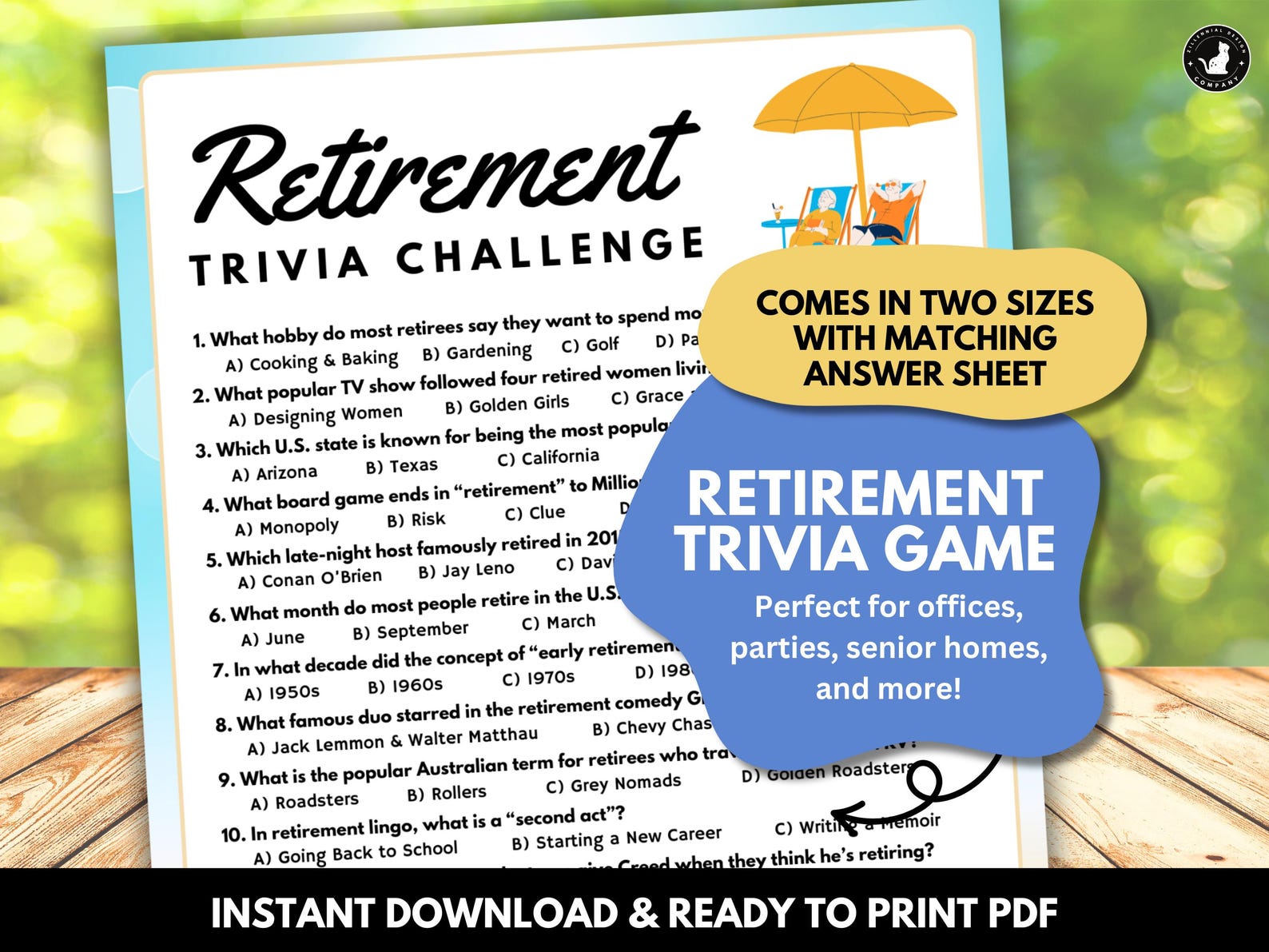 Retirement Trivia Game With Answers: Fun Party Questions (PDF Download ...