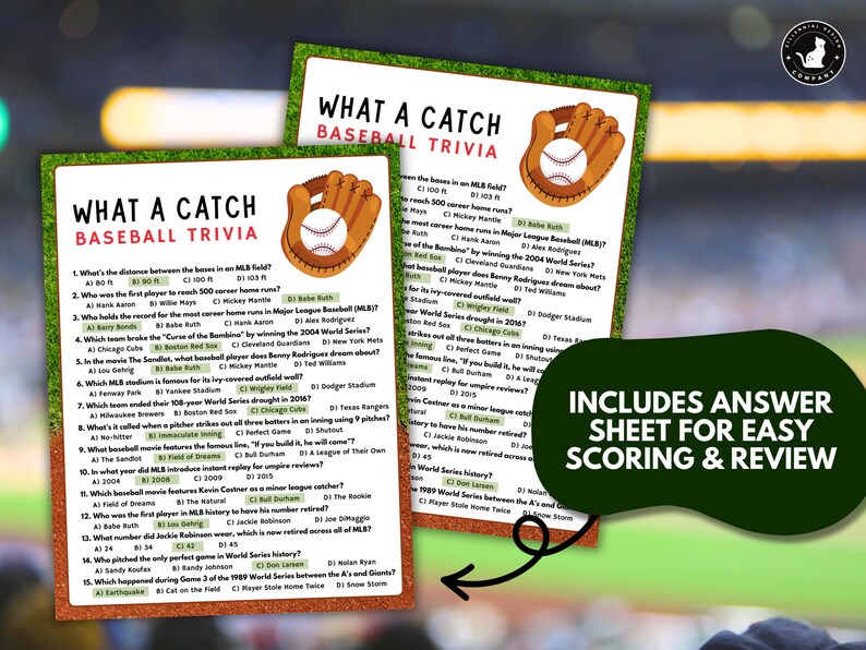 Printable Baseball Trivia Games Questions | Spring Trivia Opening Day ...