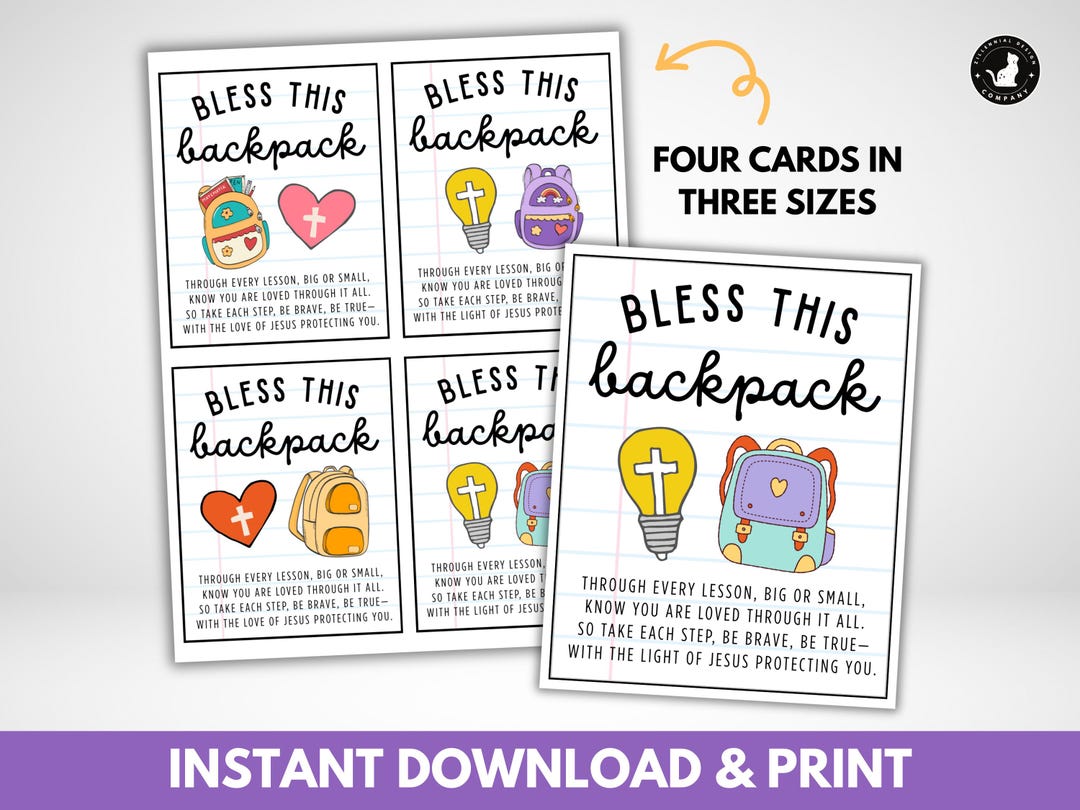 Backpack Blessing Cards: Printable Christian Prayer Tags for Back to ...