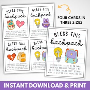 Backpack Blessing Tags Printable Prayer Cards for Back to School Prayer ...