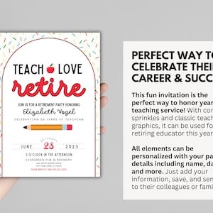 Teacher Retirement Invitation Canva Template | Teacher Retirement Party ...