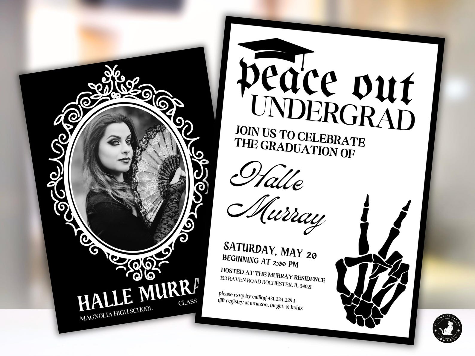 Goth Graduation Party Invitation Editable Canva Template | Class of ...