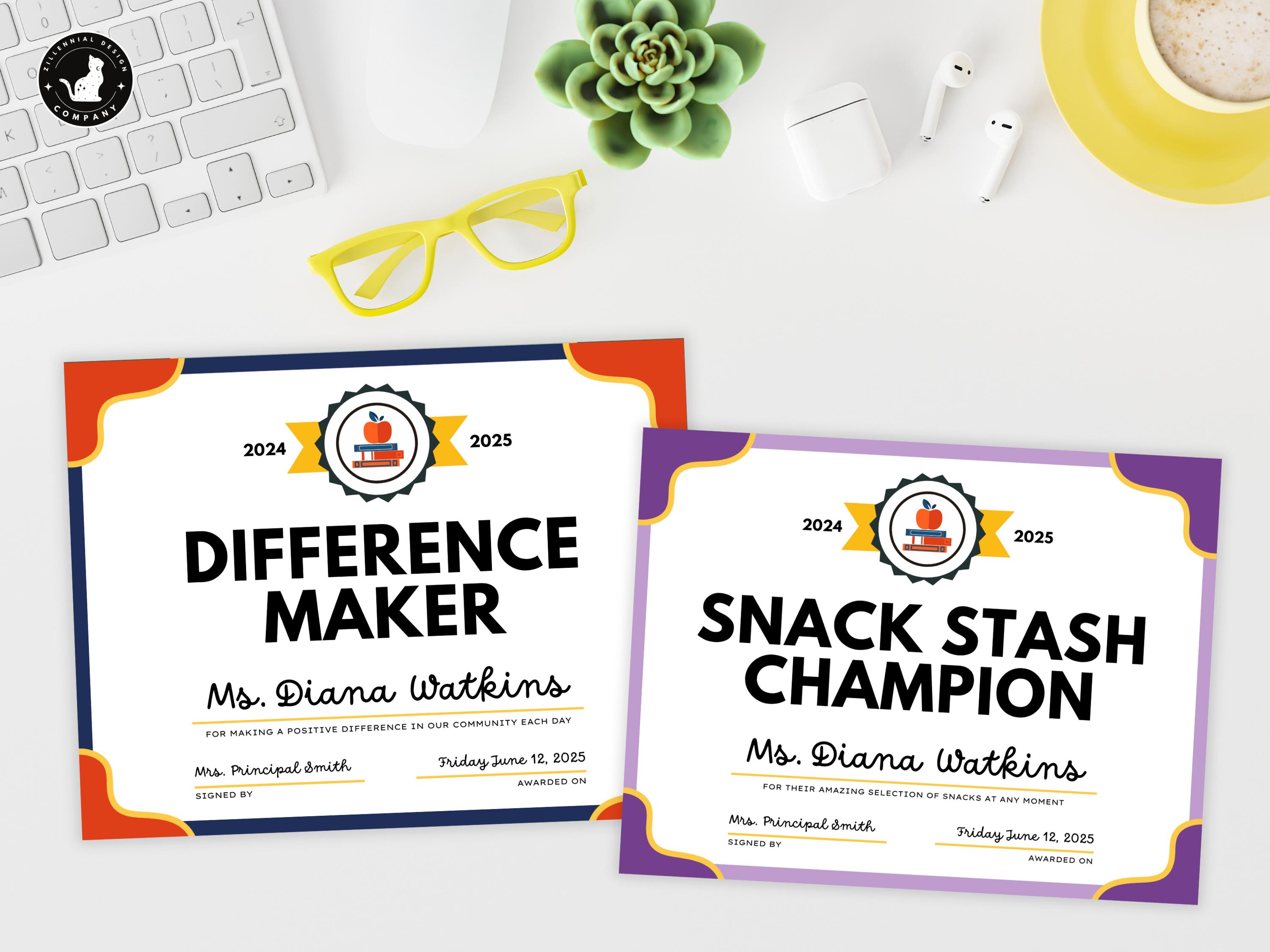 School Staff Awards Printable Canva Template | Fully Customizable Funny ...
