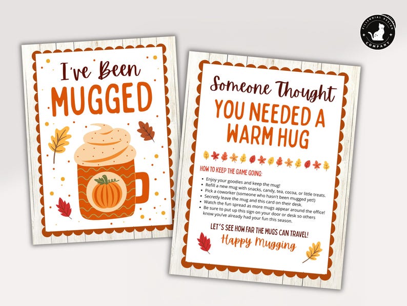 You've Been Mugged Printable Fall Pumpkin Gift Game for Teachers ...