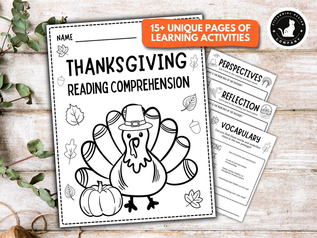 Thanksgiving Reading Comprehension Workbook: Homeschool Classroom ...