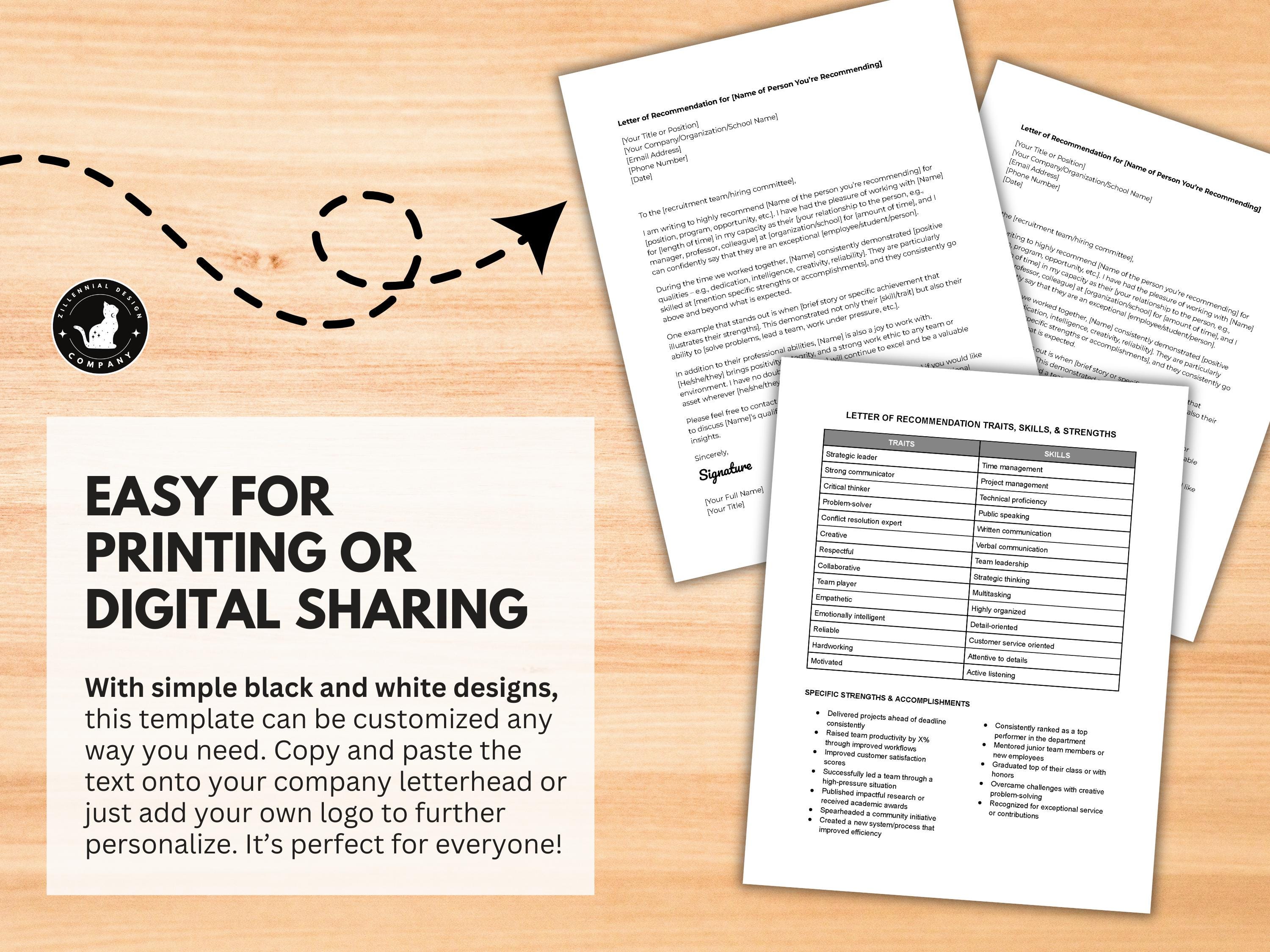 Editable Letter of Recommendation Template: Google Docs Reference ...
