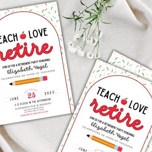 Teacher Retirement Invitation Canva Template | Teacher Retirement Party ...
