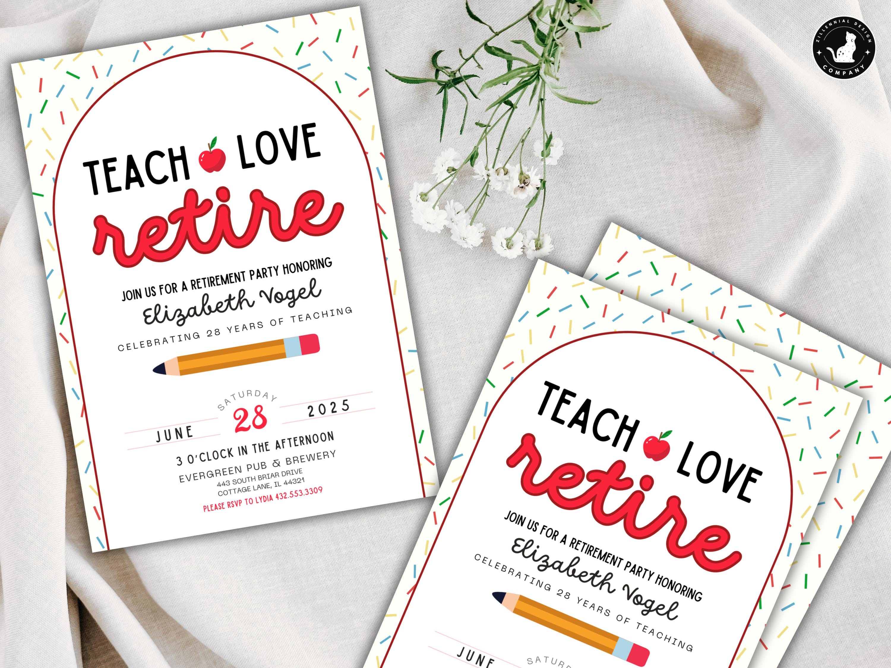 Teacher Retirement Invitation Canva Template | Teacher Retirement Party ...