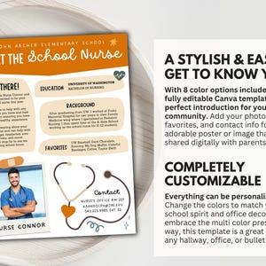 Meet the School Nurse Flyer Printable Canva Template | About Me Back to ...