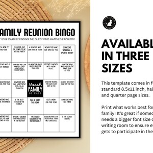 Family Reunion Bingo Game Printable Canva Template | Custom Find the ...