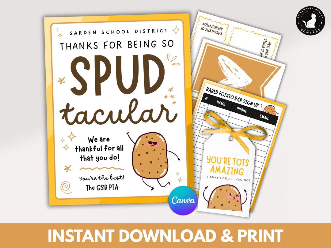 Baked Potato Bar Signs for Teacher, Nurse, Staff Appreciation Week ...