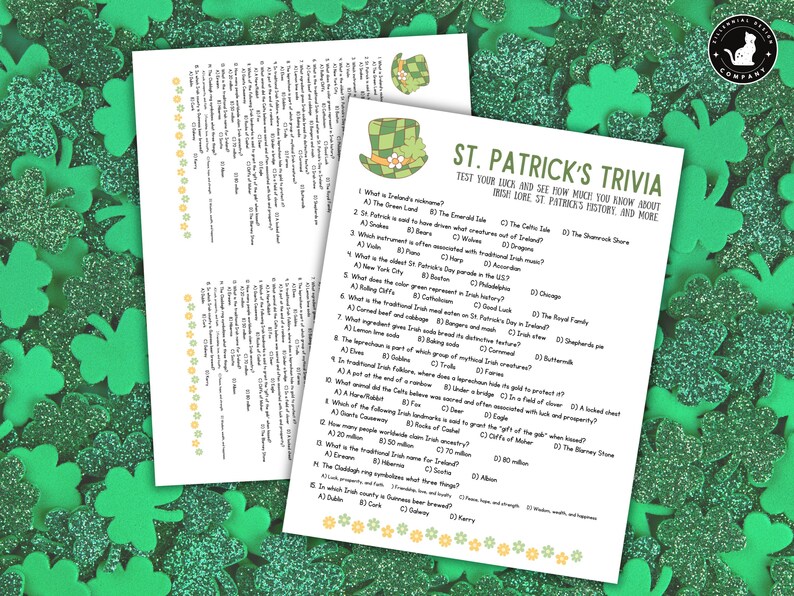 St Patricks Day Trivia Game Printable | Easy Activity St. Paddy Party ...