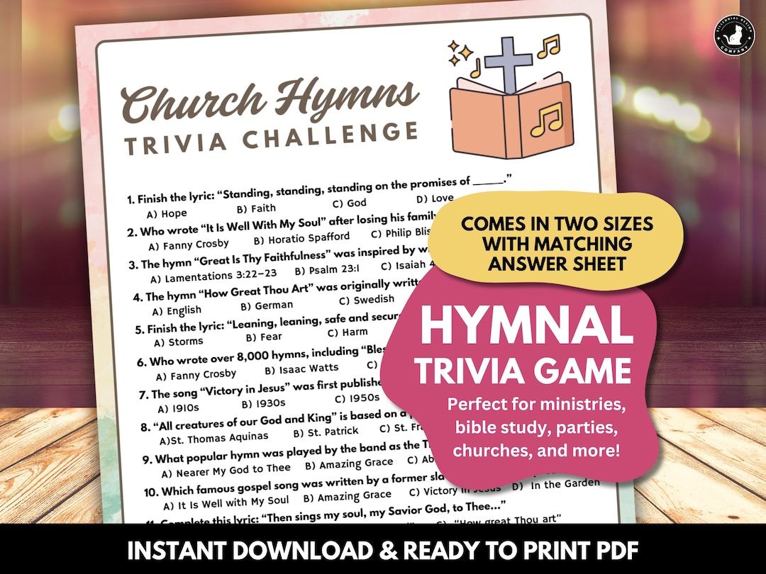 Bible Trivia Game With Answers: Christian Church Hymns Music Trivia ...