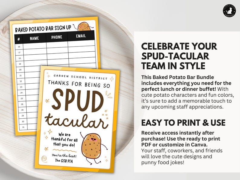 Baked Potato Bar Signs for Teacher, Nurse, Staff Appreciation Week ...